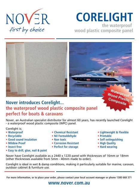 CORELIGHT the waterproof wood plastic composite panel - Nover