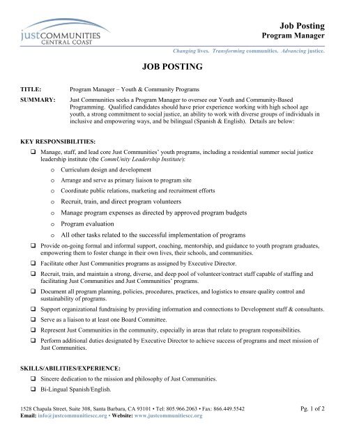 Job Posting JOB POSTING - The Santa Barbara Independent