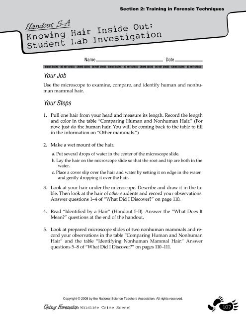 Knowing Hair Inside Out - National Science Teachers Association
