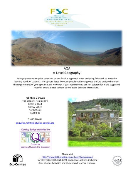 A Level AQA Geography - Field Studies Council