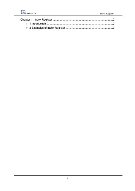 Chapter 11 Index Register