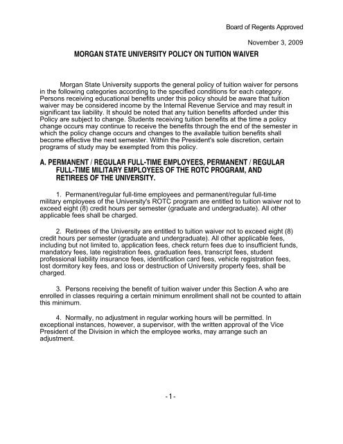 Tuition waiver - Morgan State University