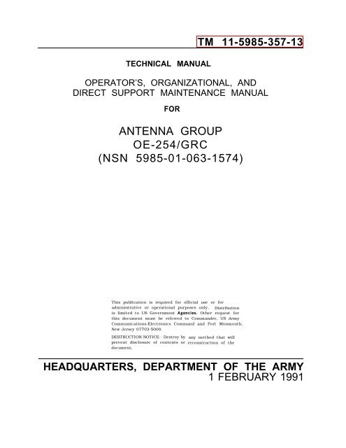 ANTENNA GROUP OE-254/GRC (NSN 5985-01-063-1574)