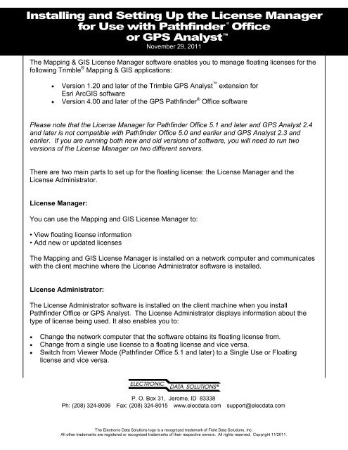 Installing and Setting Up the License Manager for Use with ...