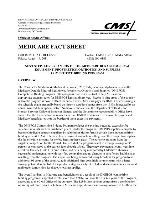 CMS Medicare DME Fact Sheet