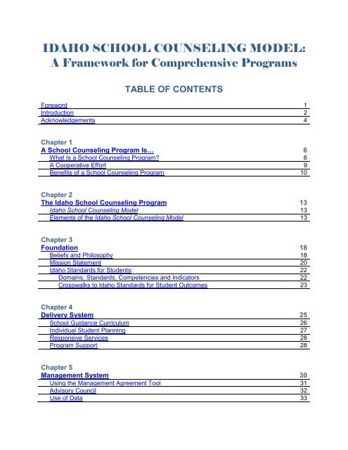 IDAHO SCHOOL COUNSELING MODEL - Idaho Professional ...