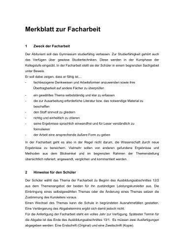 5.2 Strukturierung und äußere Gliederung der Facharbeit