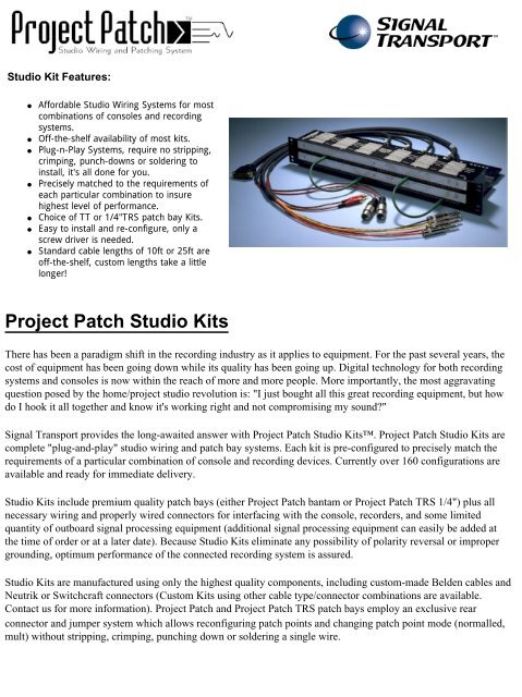 Project Patch Studio Kits - Signal Transport