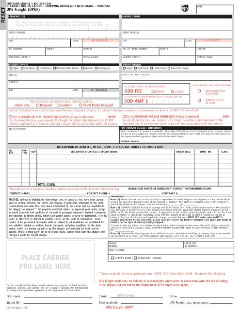 Form UPGF199-I1 - UPS Freight