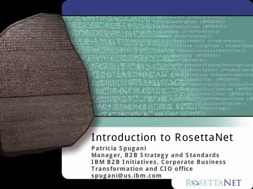 RosettaNet standard and IBM's experience implementing ... - FINSE