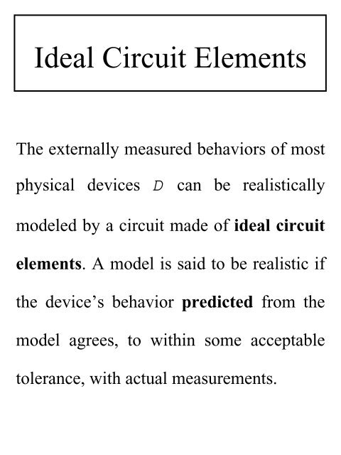 Ideal Circuit Elements
