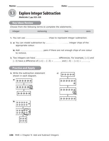 Add and Subtract Integers Worksheet - Math Warehouse