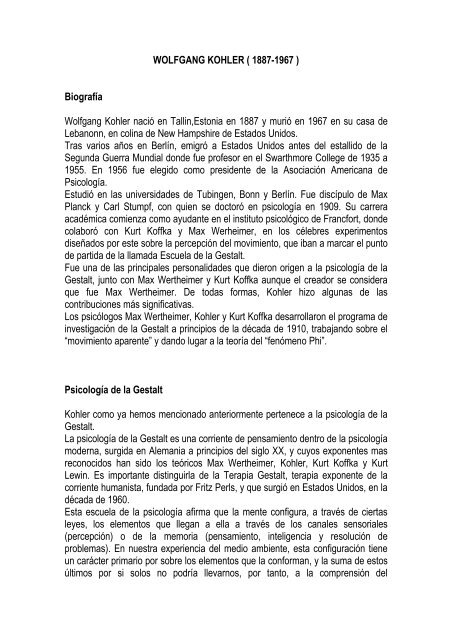 WOLFGANG KOHLER ( 1887-1967 ) BiografÃ­a Wolfgang Kohler ...