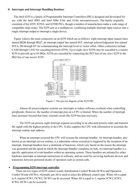 Interrupts and Interrupt Handling Routines The Intel 8259 is a ... - FET