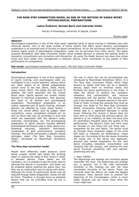 Ä aÄ koviÄ , L. et al.: The nine step connection model ... - Sport Science