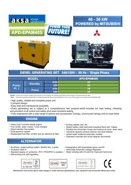 APD-EPAM40S - AKSA POWER GENERATION-generator,generator ...