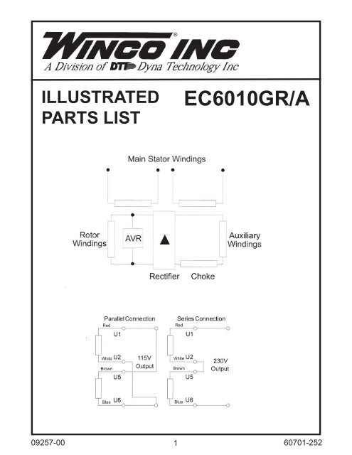 60701-252 Parts List EC6010GR/A - Winco Generators