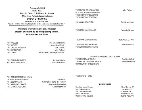 Bulletin - FIRST BAPTIST CHURCH