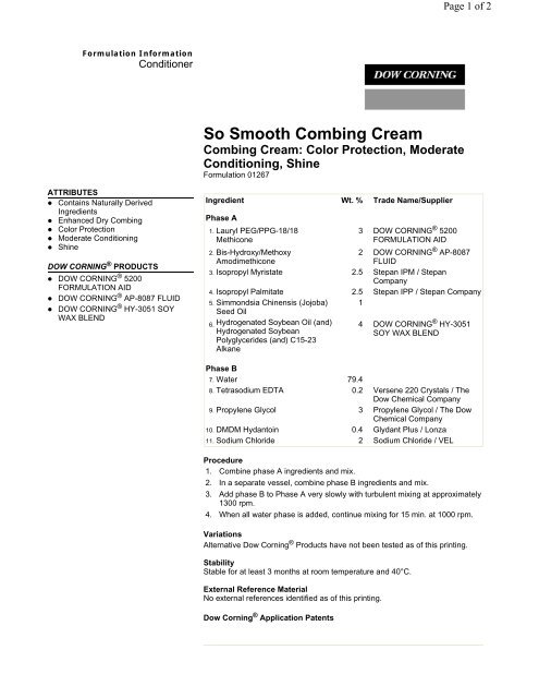 So Smooth Combing Cream (#1267) - Dow Corning