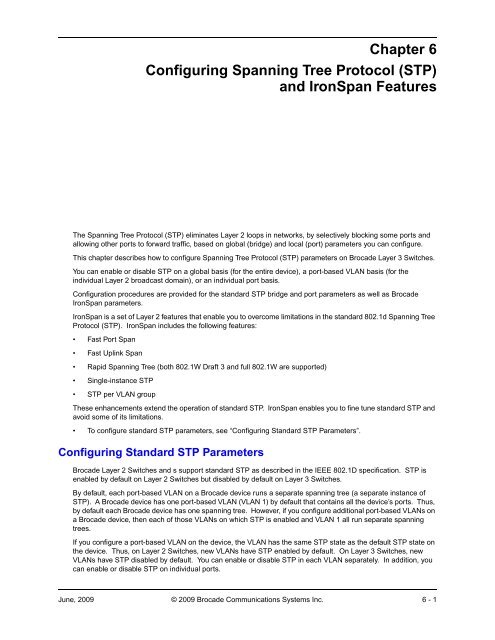 Chapter 6 Configuring Spanning Tree Protocol (STP) - Brocade