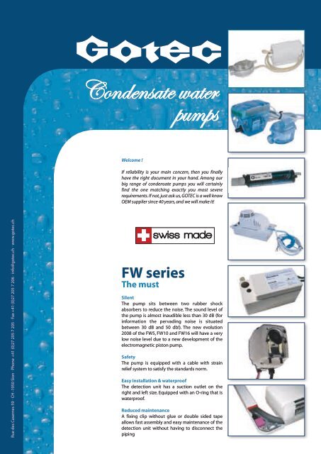 Condensate water pumps for air-conditioning and ... - Gotec SA