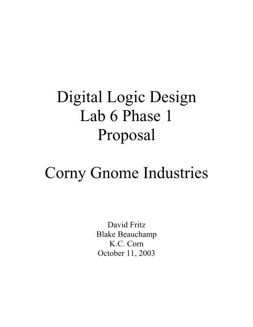 Sample Lab Proposal - Digital Logic Design