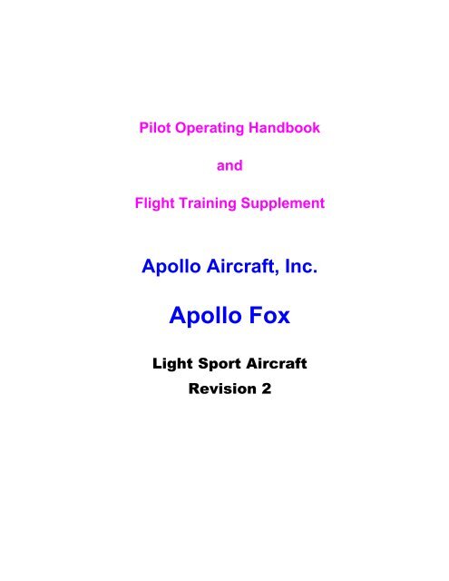 Apollo POH (revision 2) - Salsa Aviation