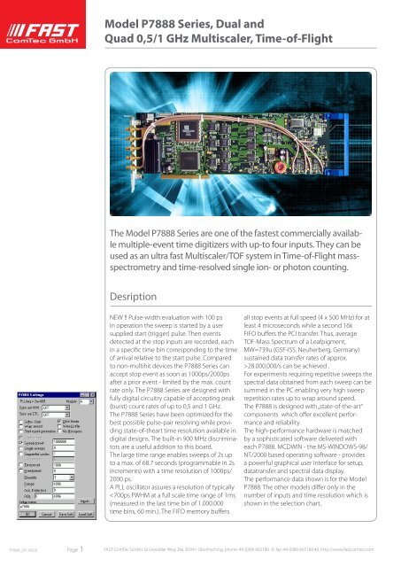 Model P7888 Series, Dual and Quad 5/1 Ghz ... - FAST Comtec