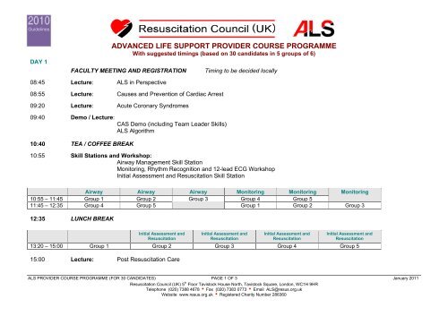 30 candidates - Resuscitation Council (UK)