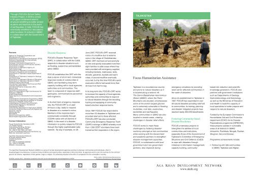 Focus Humanitarian Assistance - Aga Khan Development Network