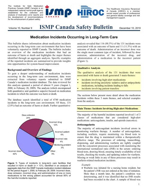 Medication Incidents Occurring in Long-Term Care - ISMP Canada