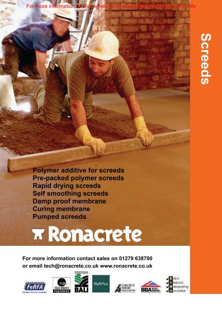 Ronacrete Screeds - Barbour Product Search