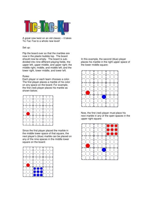 Tic Tac Ku Rules PDF Marbles The Brain Store