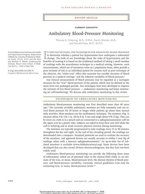 Ambulatory Blood-Pressure Monitoring