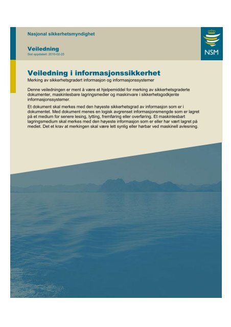 Veiledning i informasjonssikkerhet - NSM
