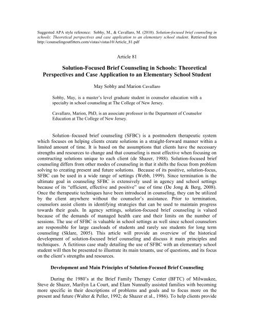 Solution-Focused Brief Counseling in Schools - Counselingoutfitters ...
