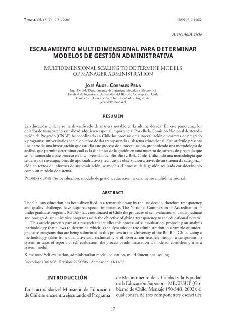 Escalamiento multidimensional para determinar modelos de gestión ...
