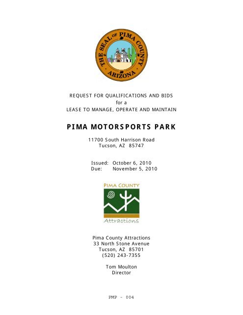 PMP-004 Request For Qualifications - Pima County Attractions