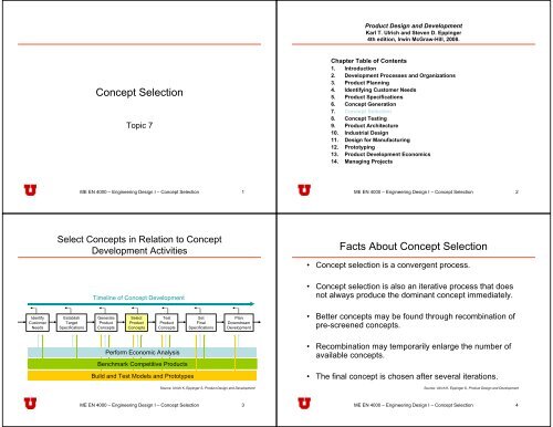 Concept Selection Facts About Concept Selection