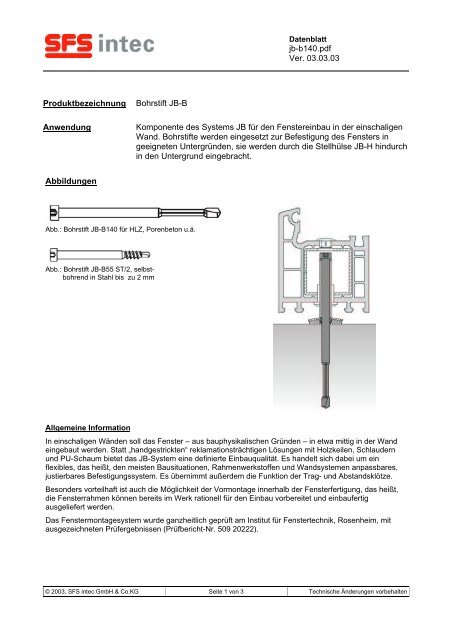 Fenstereinbau mit System JB von SFS intec - Veka
