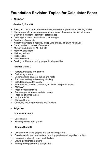 foundation revision list