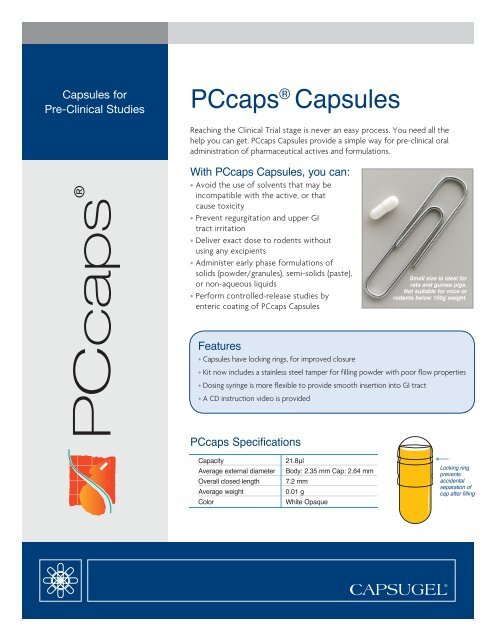 PCcapsÂ® Capsules Brochure - Capsugel