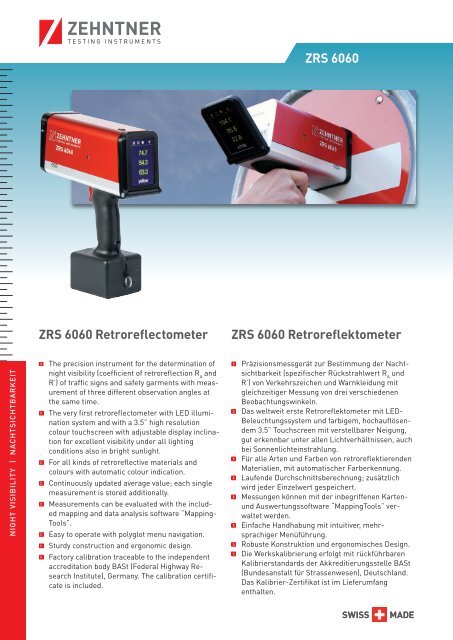 ZRS 6060 Zehntner-Retroreflectometer ... - Traffic Tech