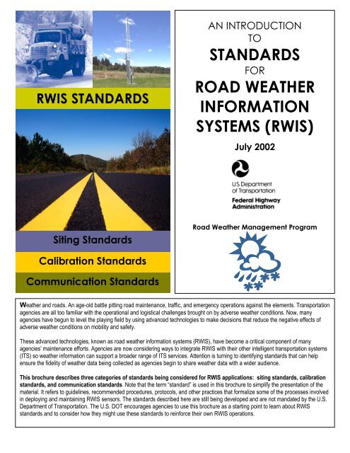 standards road weather information systems (rwis) - FHWA ...