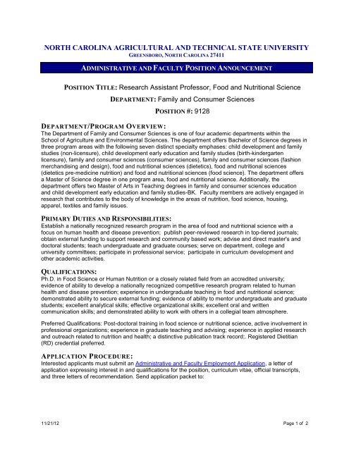 Research Assistant Professor, Food and Nutritional Science