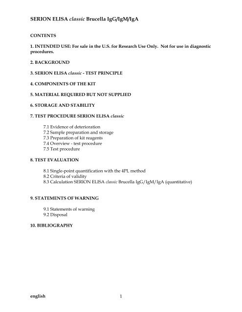 SERION ELISA classic Brucella IgG/IgM/IgA