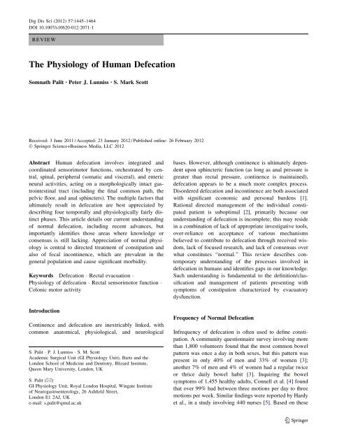 The Physiology of Human Defecation