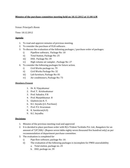 Minutes of the purchase committee meeting held on 18.12 ... - teqip