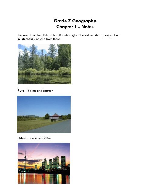 Grade 7 Geography Chapter 1 - Notes