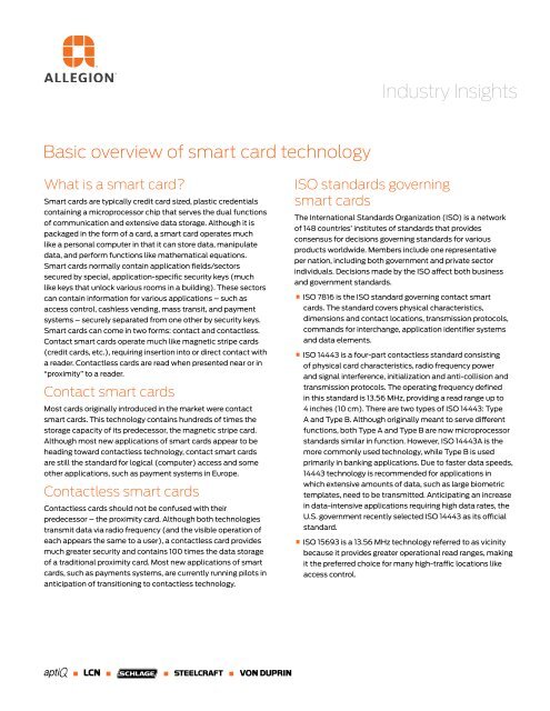 Basic Overview of Smart Card Technology - Ingersoll Rand Security ...